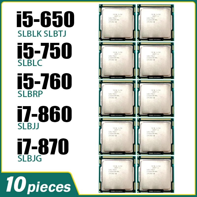 10 шт. оригинальный Core i5 650 i5 750 i5 760 i7 860 i7 870 LGA 1156 i5-650 i5-750 i5-760 i7-860 ...