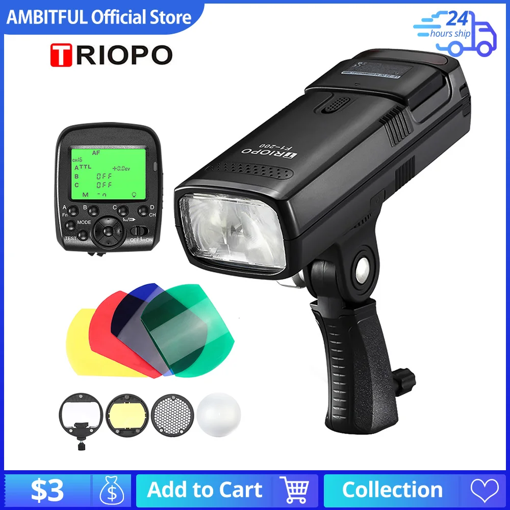 TRIOPO F1-200 2,4G Беспроводная вспышка TTL для уличной вспышки TRIOPO ...