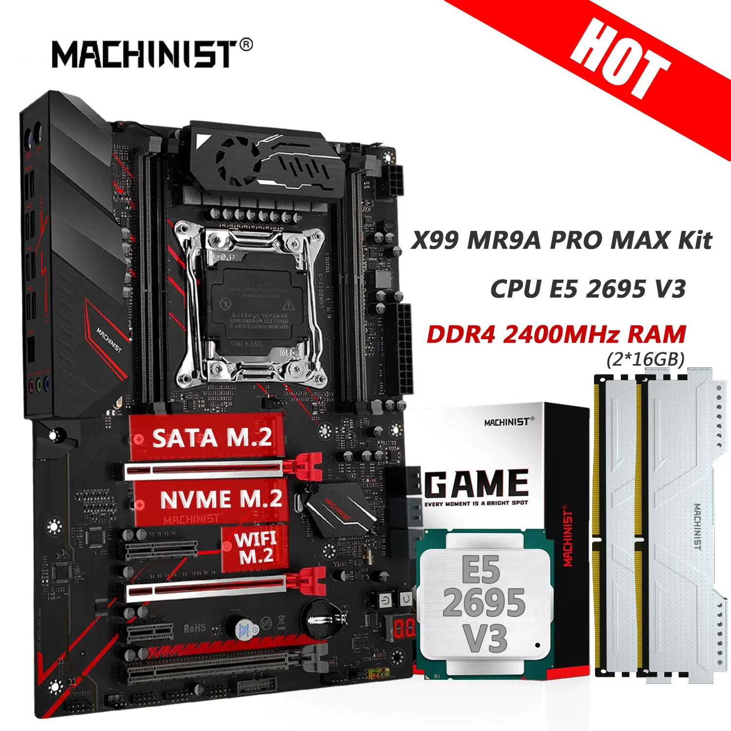 MACHINIST MR9A PRO MAX Motherboard X99 Set LGA 2011-3 Xeon Kit E5 2695 ...