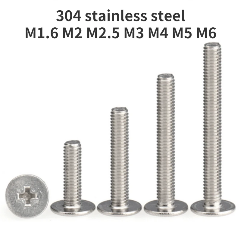 Цифровой винт для ноутбука, m1,6 M2, M2.5 M3, M4, M5, M6 100, из нержавеющей стали, плоский ...