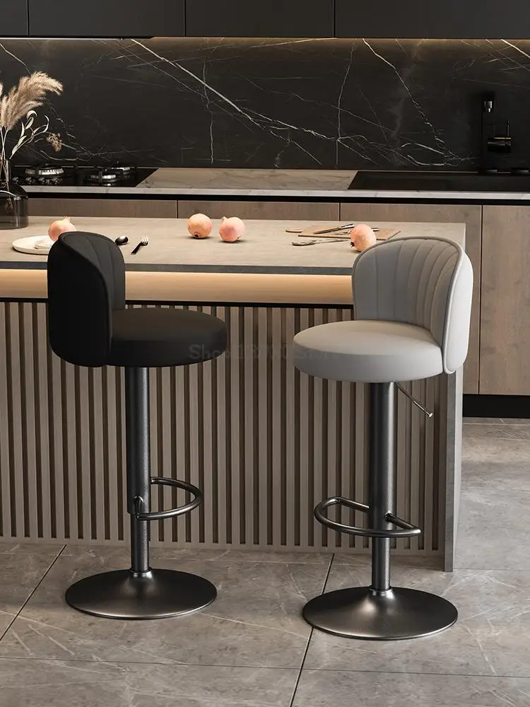 Bar Chair High Stool Household Rotating Lifting Backrest Stool Cashier ...