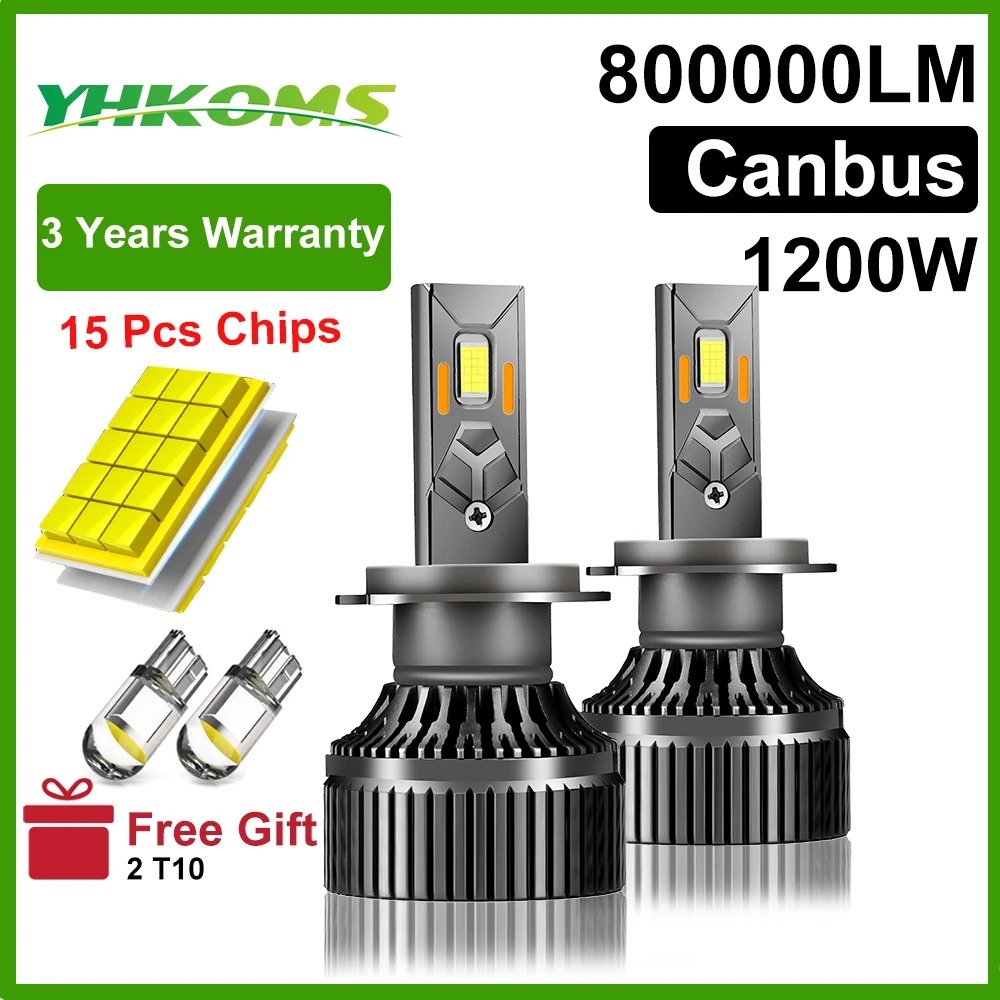 YHKOMS 1200 Вт 800000 LM Canbus H4 H7 H1 LED H8 H9 H11 9005 9006 9012 HB3 HB4 Автомобильные ...
