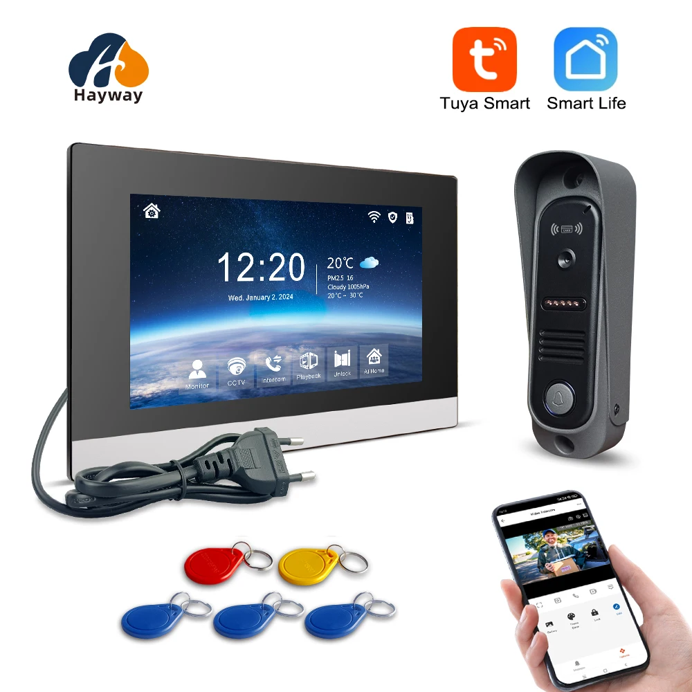 Домашний видеодомофон, 1080P, 7-дюймовый IPS-экран | AliExpress