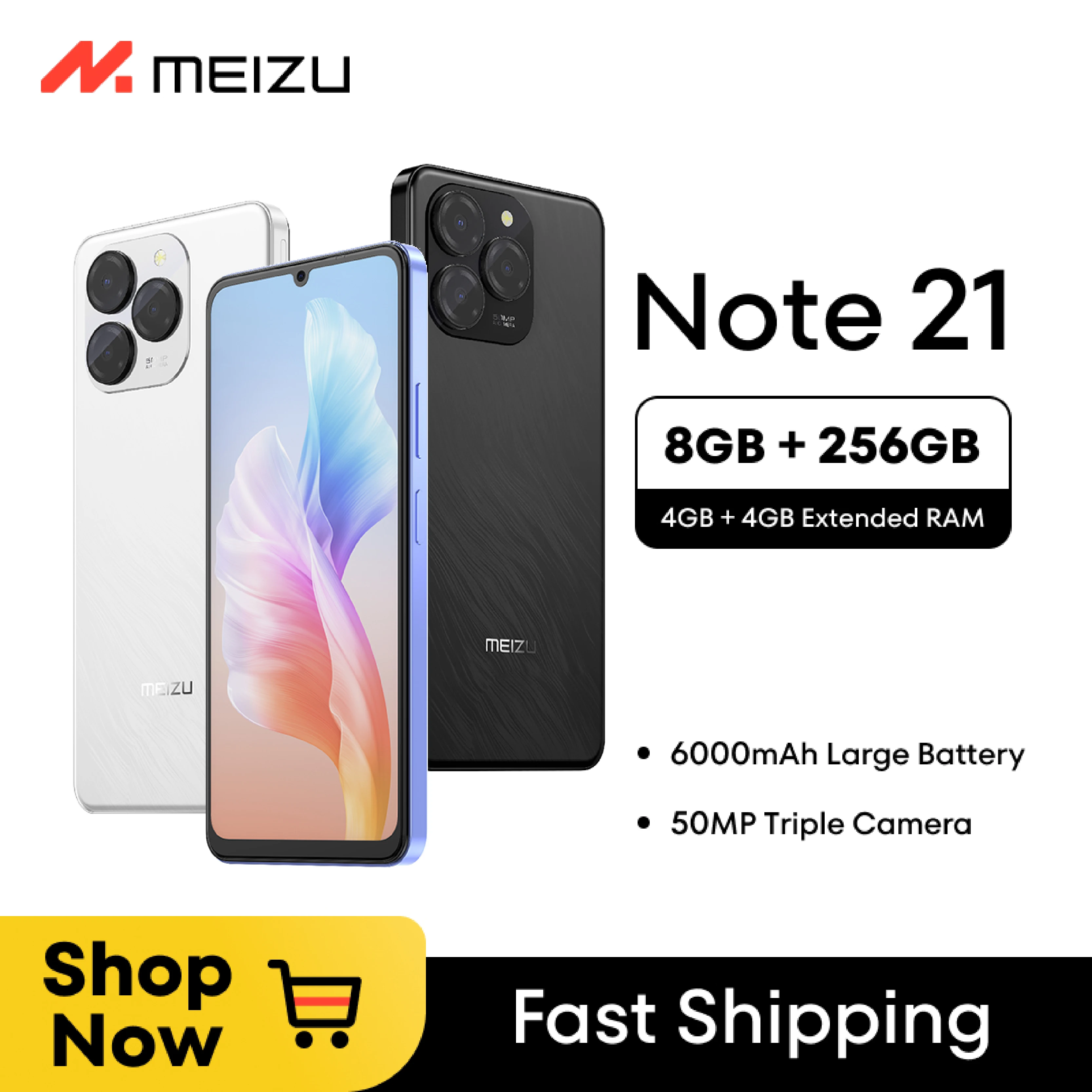 [Мировая премьера] Смартфон Meizu Note 21 4G, 8 ГБ/256 ГБ, 6000 мАч, большой аккумулятор ...