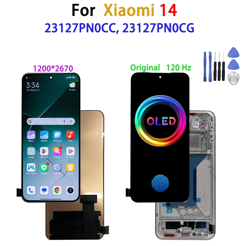 Оригинальный AMOLED ЖК-дисплей для Xiaomi Mi 14 ,23127PN0CC, 23127PN0CG сенсорный экран ...