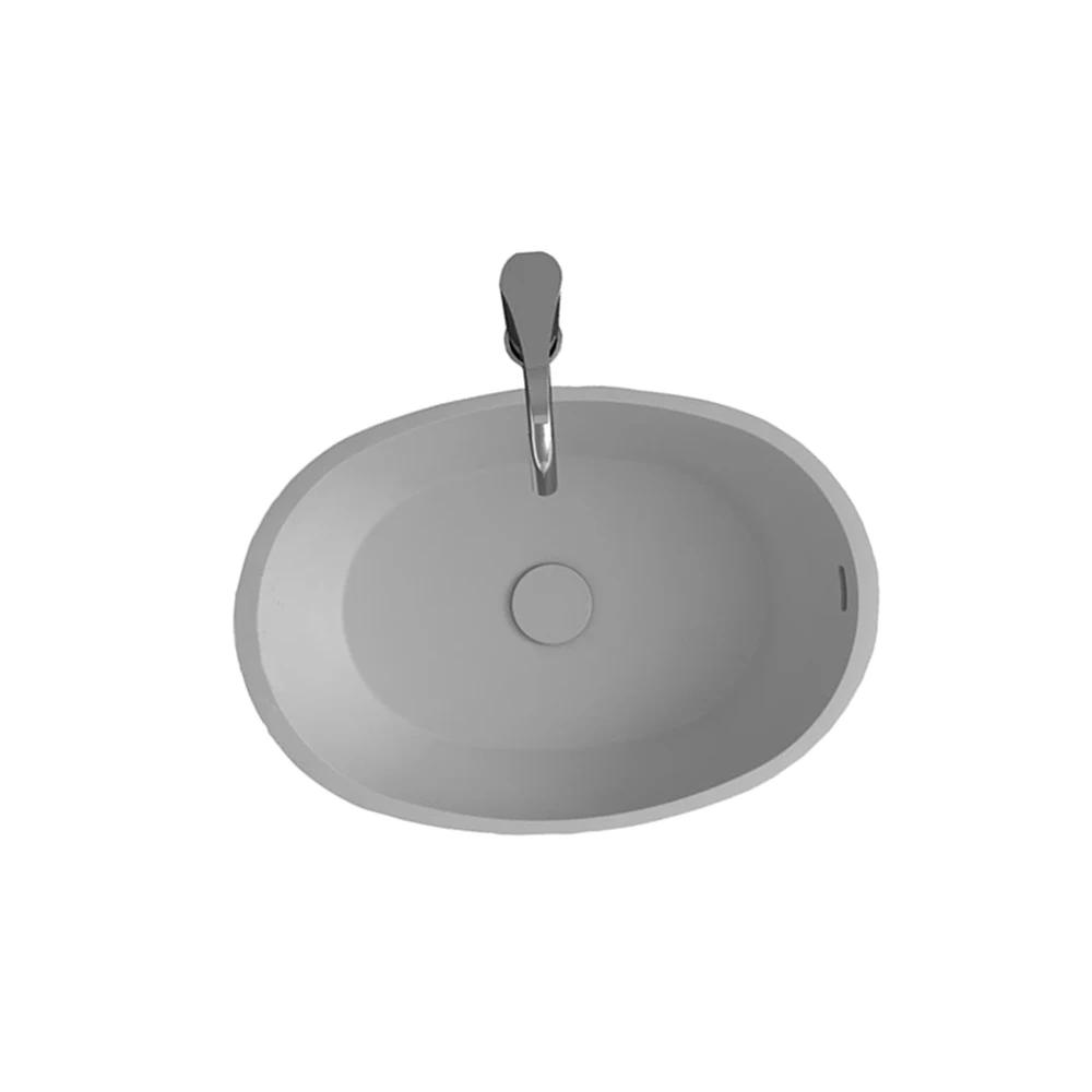 Bathroom Oval Freestanding Counter Top Vessel Sink Matt Solid Surface ...