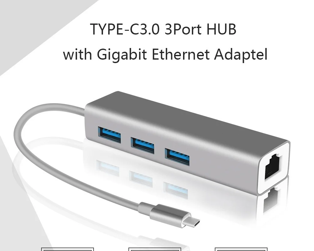 USB 3.1 Type-c Port To Usb Hub RJ45 100Mbps Ethernet Port Cable Adapter ...