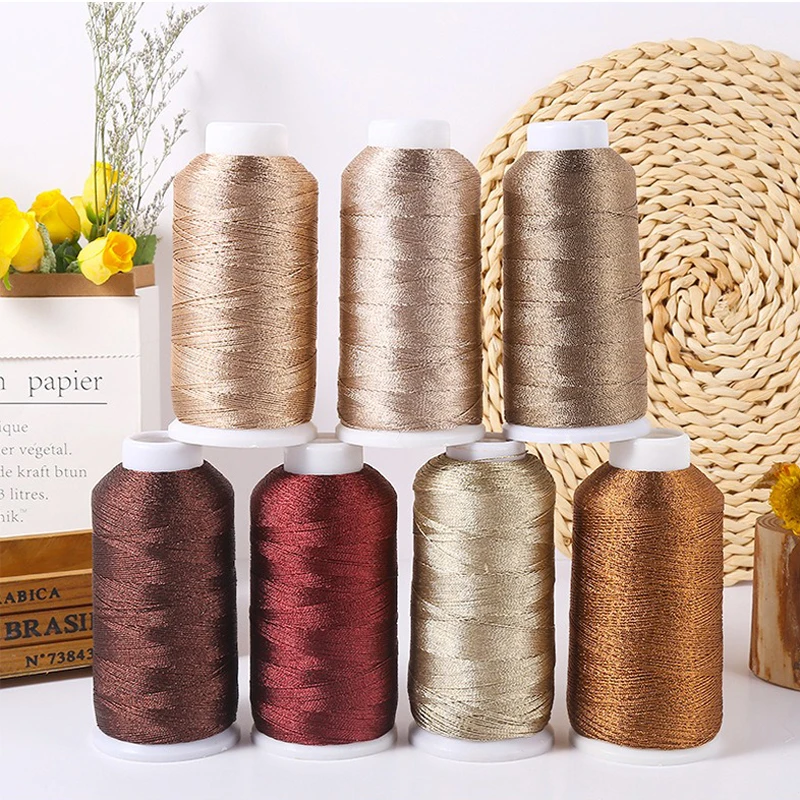 Gold Silver Color Thread 0.4mm 600Meters Polyester Polyester Embroidery ...