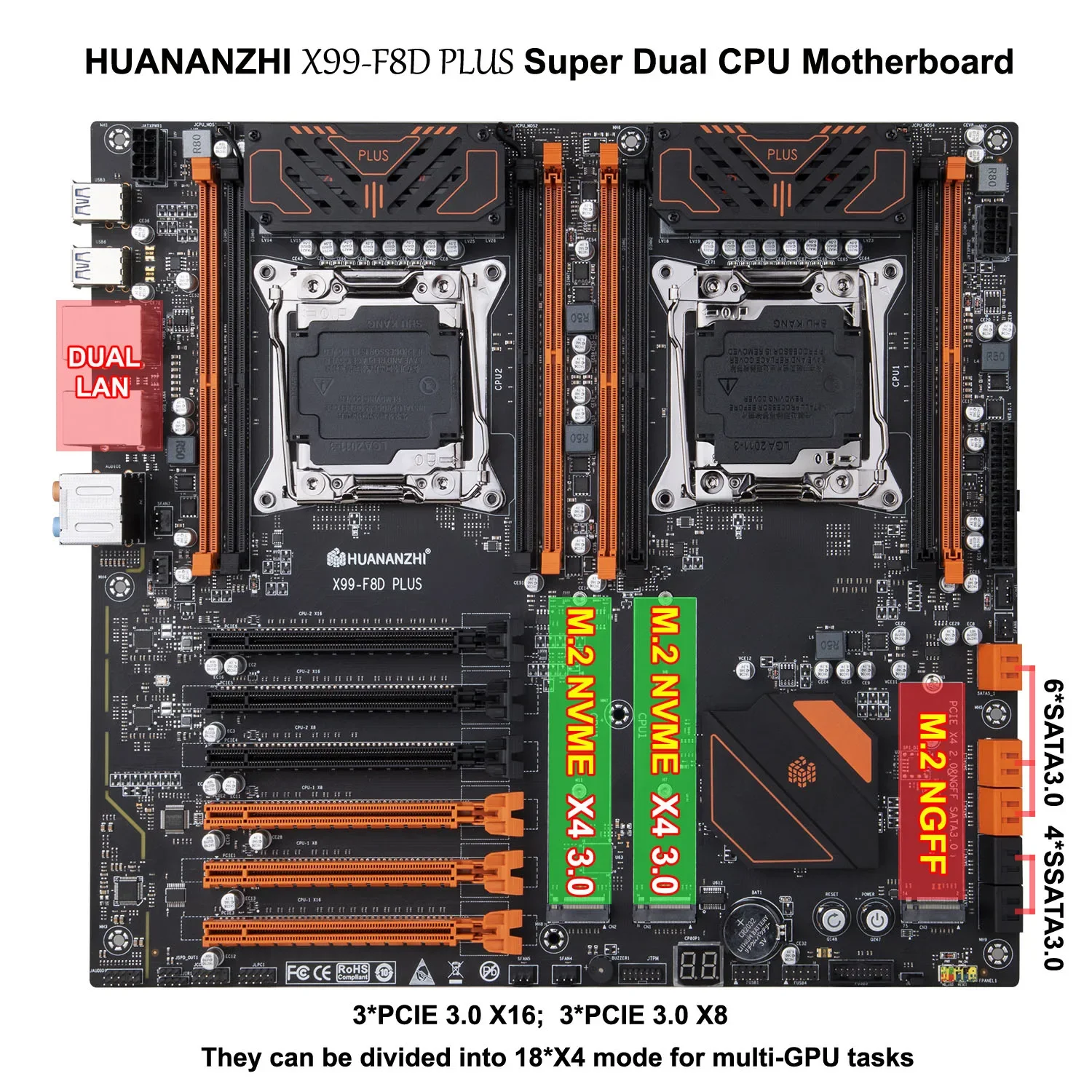 Материнская плата HUANANZHI X99-F8D PLUS LGA2011-3 | AliExpress
