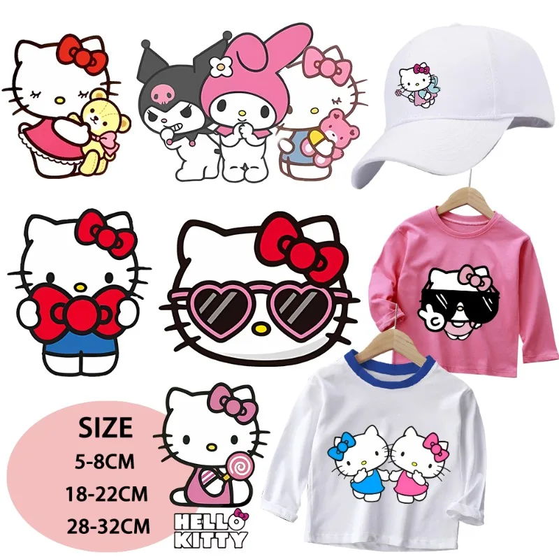 Hello Kitty Heat Transfer Stickers Cartoon Anime for T Shirt Hoodie ...