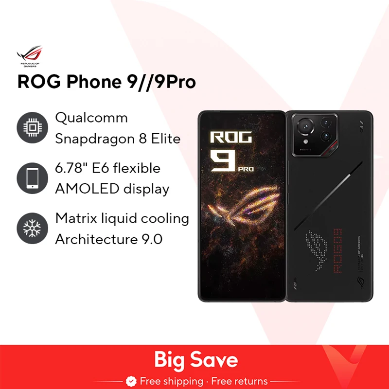 Мировая премьера ASUS ROG Phone 9 5G Смартфон Snapdragon 8 Elite 6,78 дюйма, 185 Гц AMOLED ...
