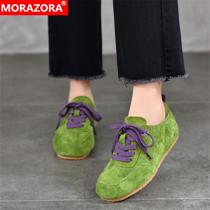 MORAZORA Ins замшевая обувь из натуральной кожи, женские кроссовки на плоской подошве, женская ...