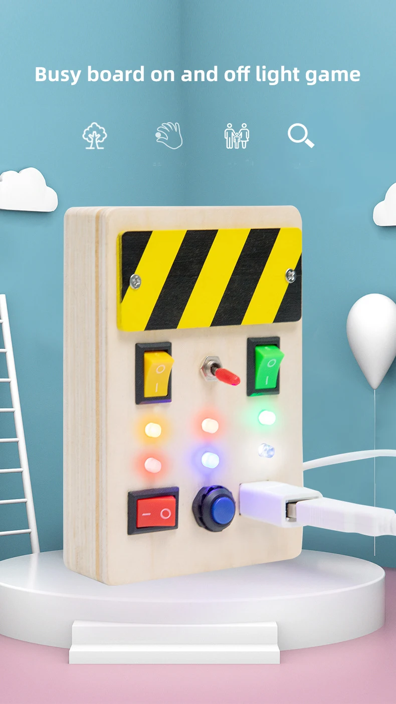 Montessori Busy Board Accessories Electrical Socket LED Light Switch ...