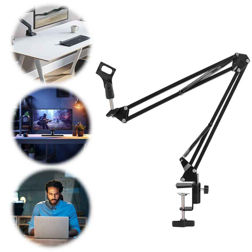 Microphone Arm Adjustable Desk Mic Suspension Boom Scissor Arm Stand ...