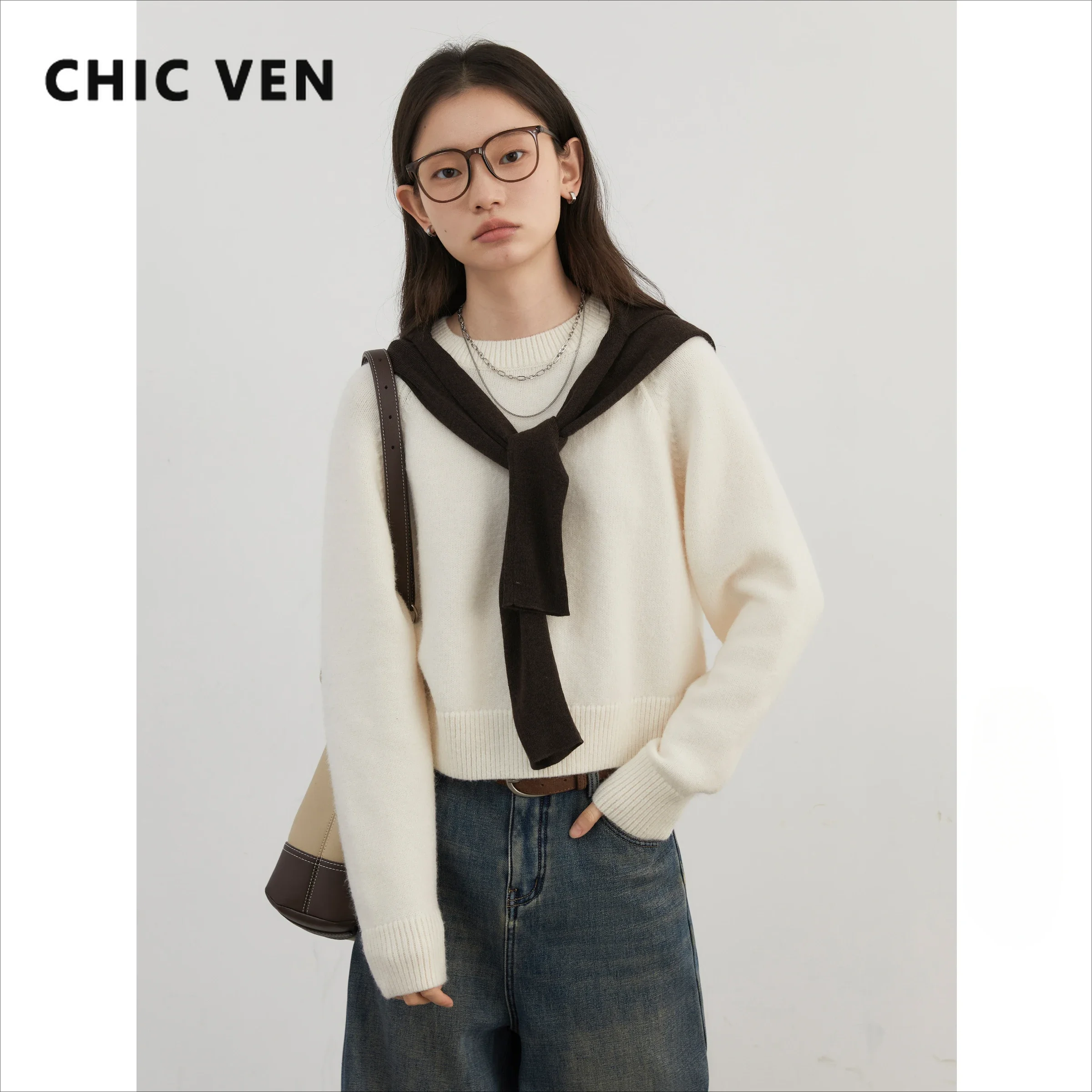 Женские свитера CHIC VEN, полиэстер, свободного кроя | AliExpress