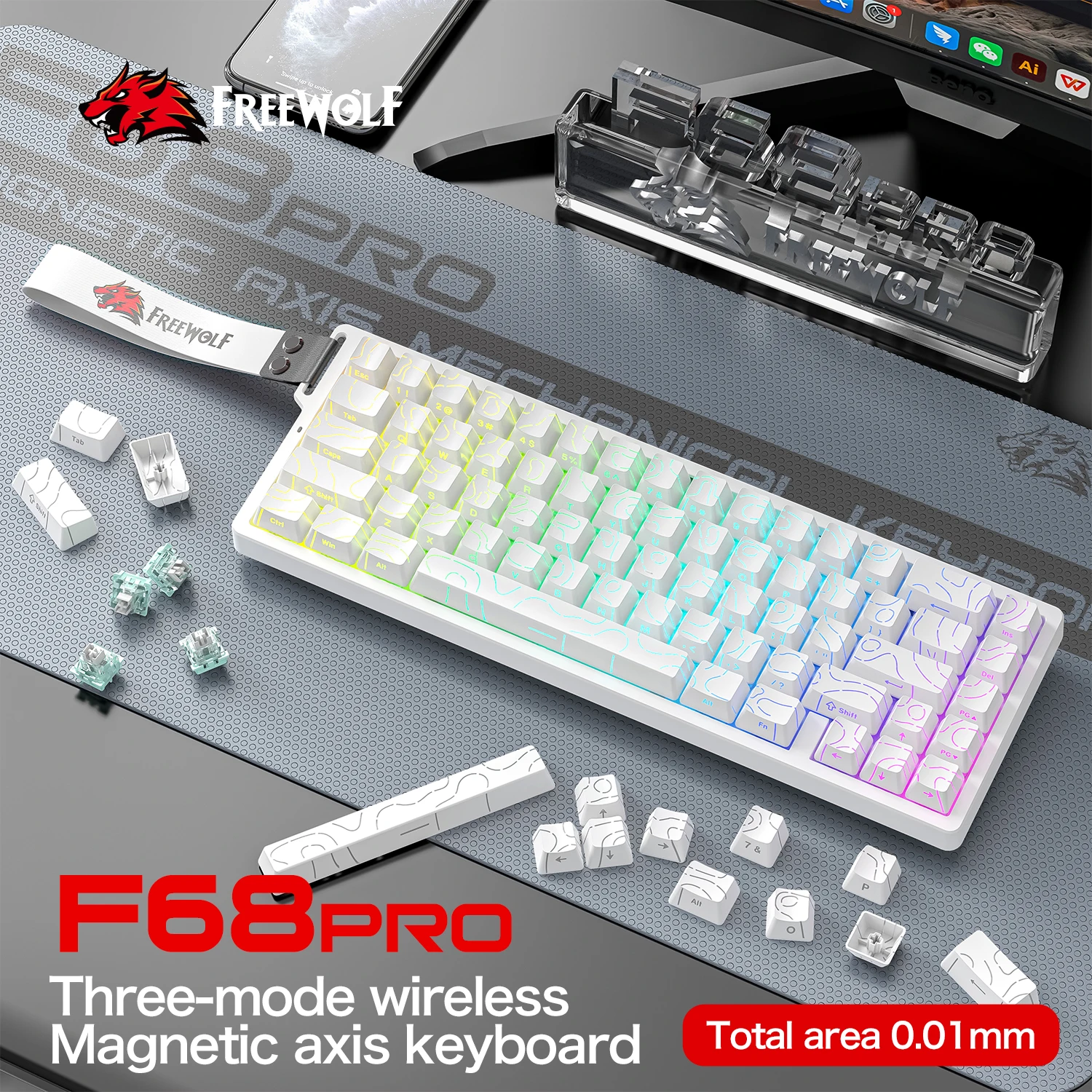 FREEWOLF F68 67-клавишная механическая клавиатура RGB | AliExpress