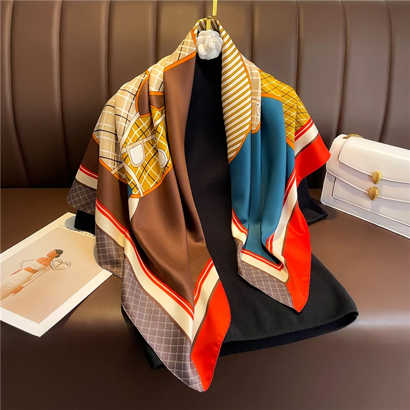 Luxury Brand Shawl 2022 Design Twill Silk Scarf Women Wrap Hair Summer ...