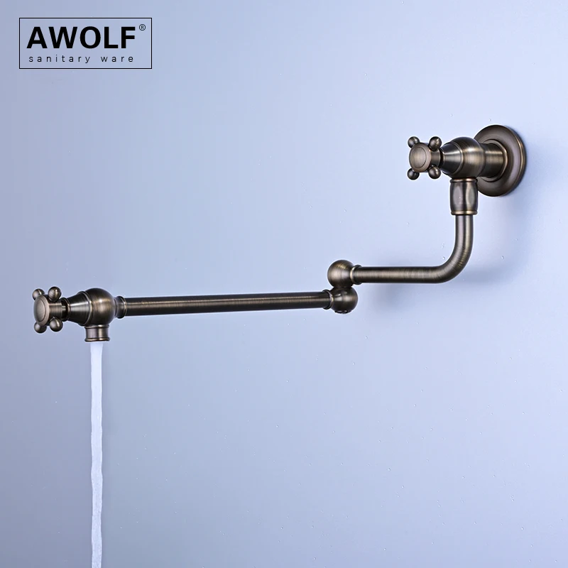 Awolf твердый латунный наполнитель горшка матовый серый кухонный ...