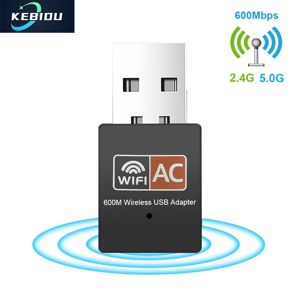 600Mbps Dual-band 2.4G 5G WiFi Adapter 802.11AC USB Wifi Lan Dongle ...