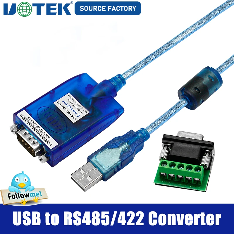 UOTEK 4,92 фута USB-RS485 Кабель-конвертер RS422 USB-A RS-422 Адаптер RS-485 Разъем DB9 ...
