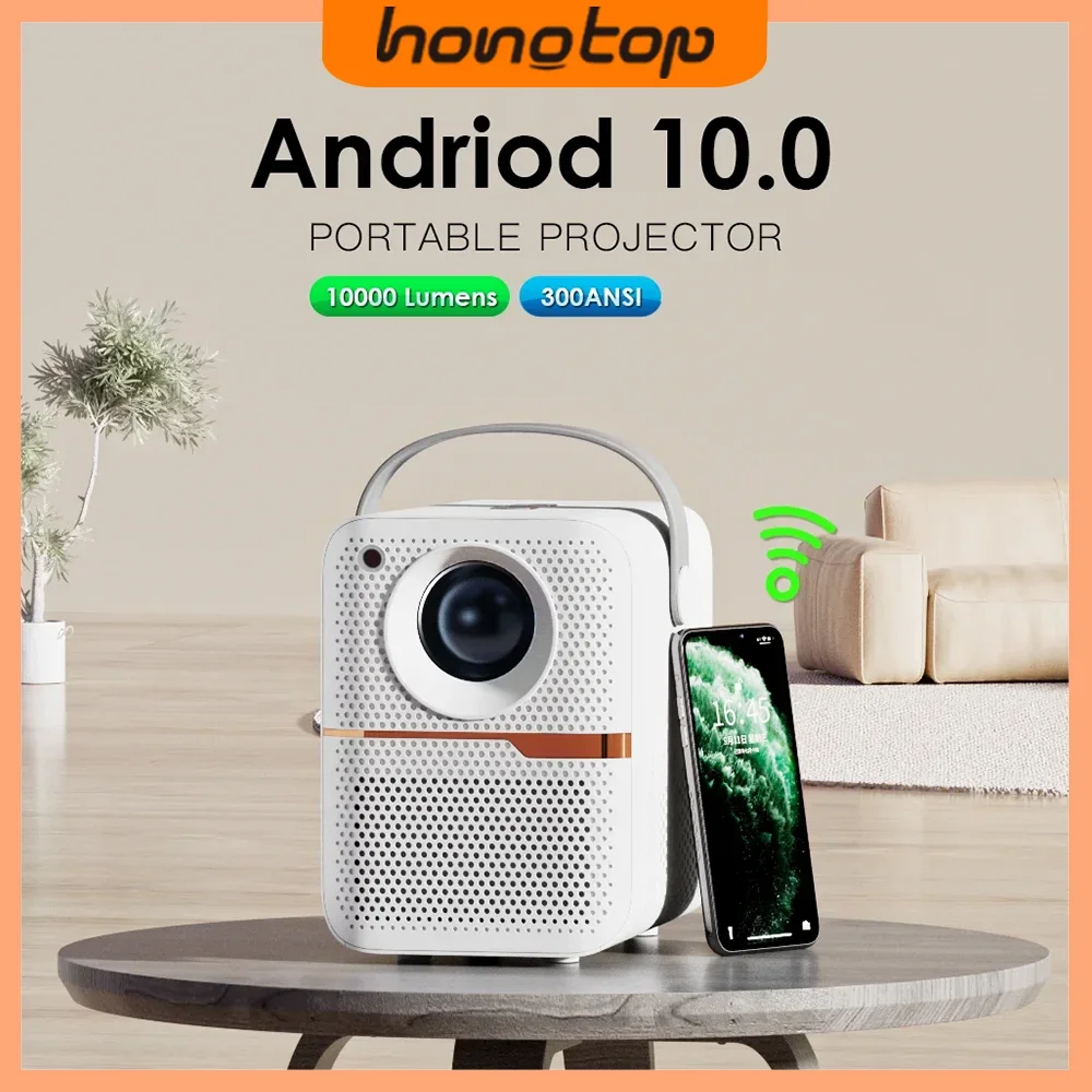 Смарт-проектор HONGTOP, мини-проектор 300 ANSI-люмен Л, портативный ...