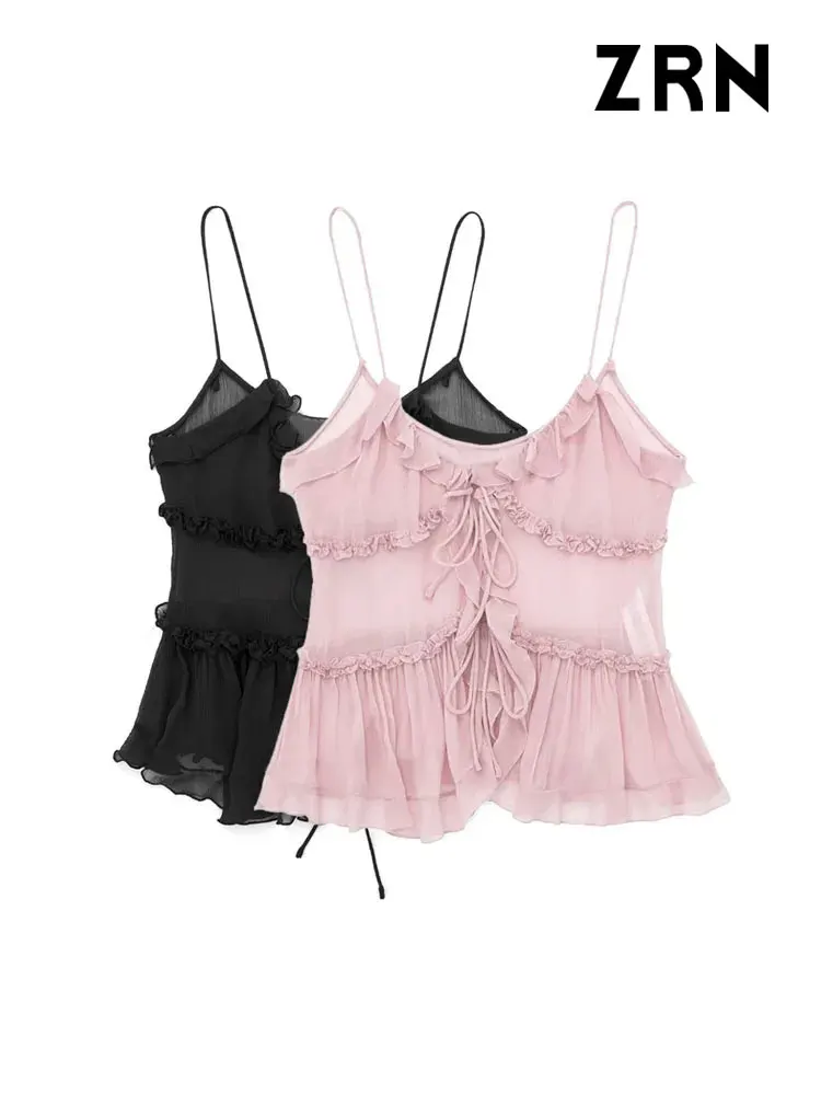 Женская майка ZRN с оборками | AliExpress