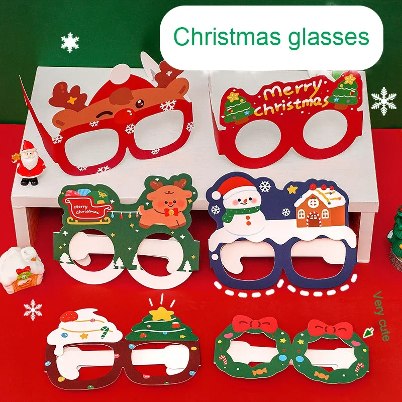 Merry Christmas Paper Glasses Santa Xmas Tree Frame Glasses Christmas ...