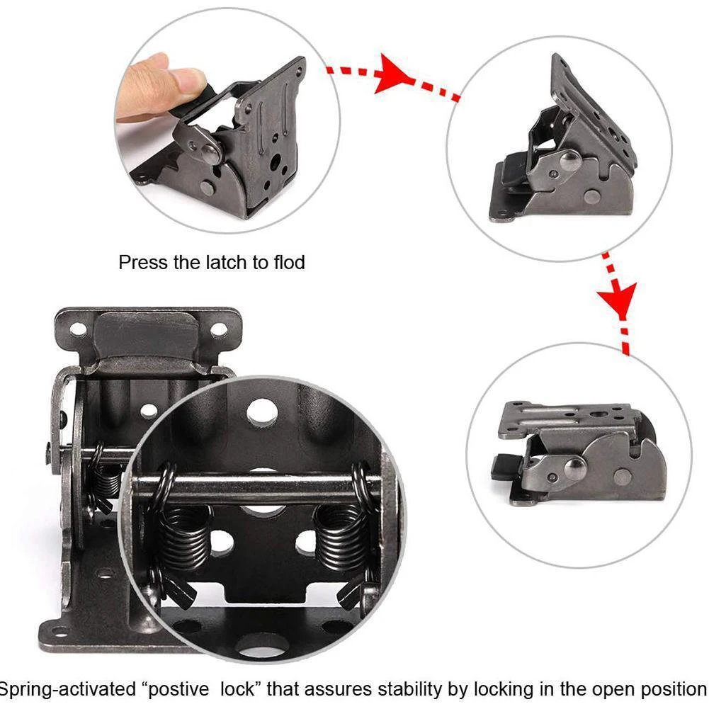 90 Degree Self-Locking Folding Hinge Metal Table Leg Brackets Extension ...