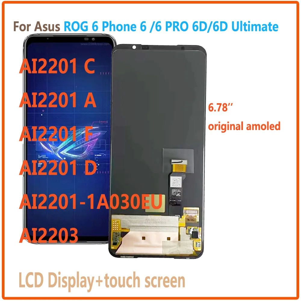 6,78-дюймовый оригинальный AMOLED для Asus ROG Phone 6 6 Pro 6D 6D ...