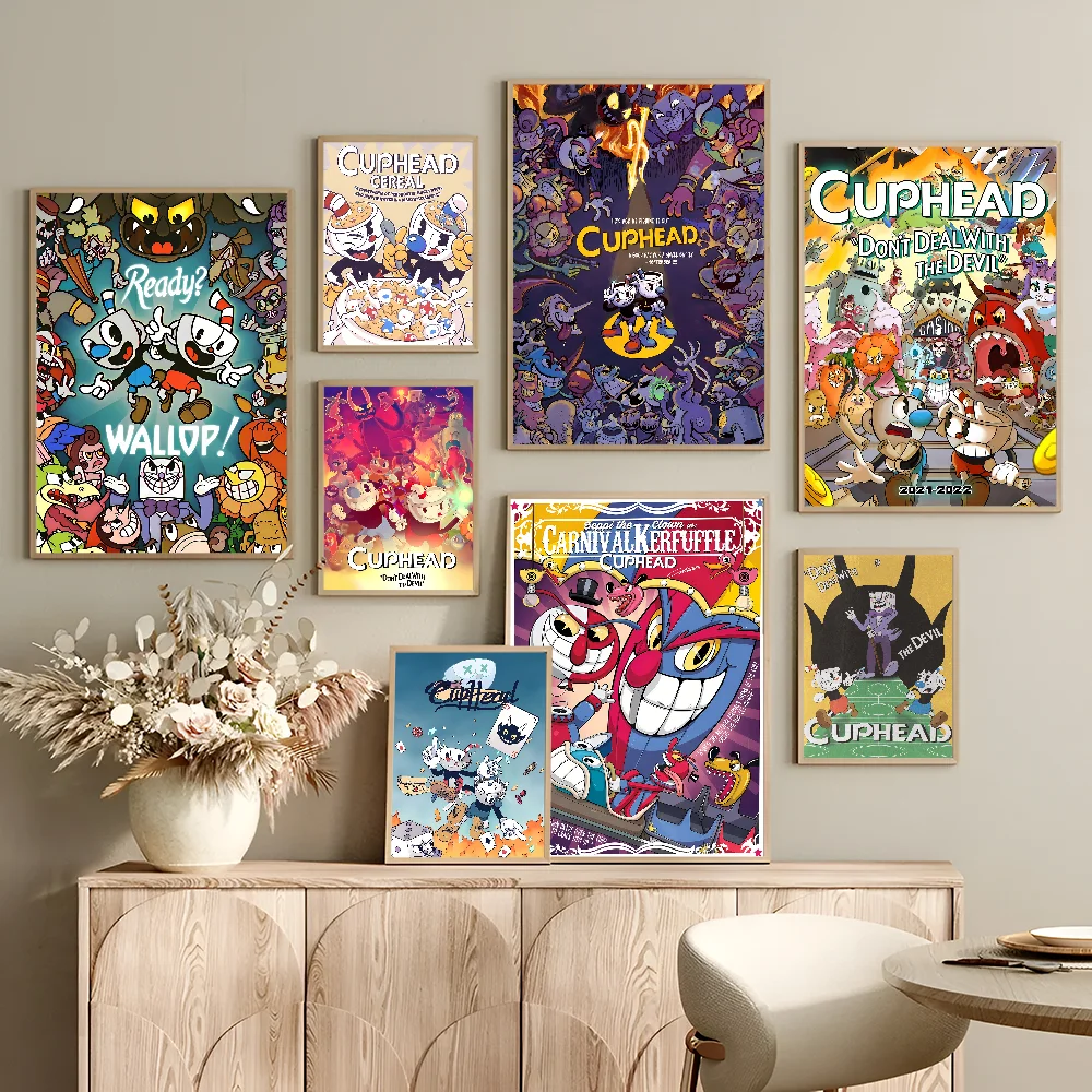 Modern Game Cuphead Whitepaper Poster Retro Kraft Paper Sticker DIY ...