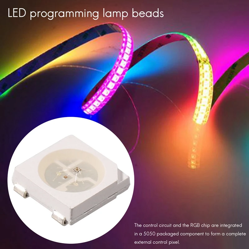 100PCS WS2812B RGB LED Chip 5050SMD White PCB WS2812 Individually ...