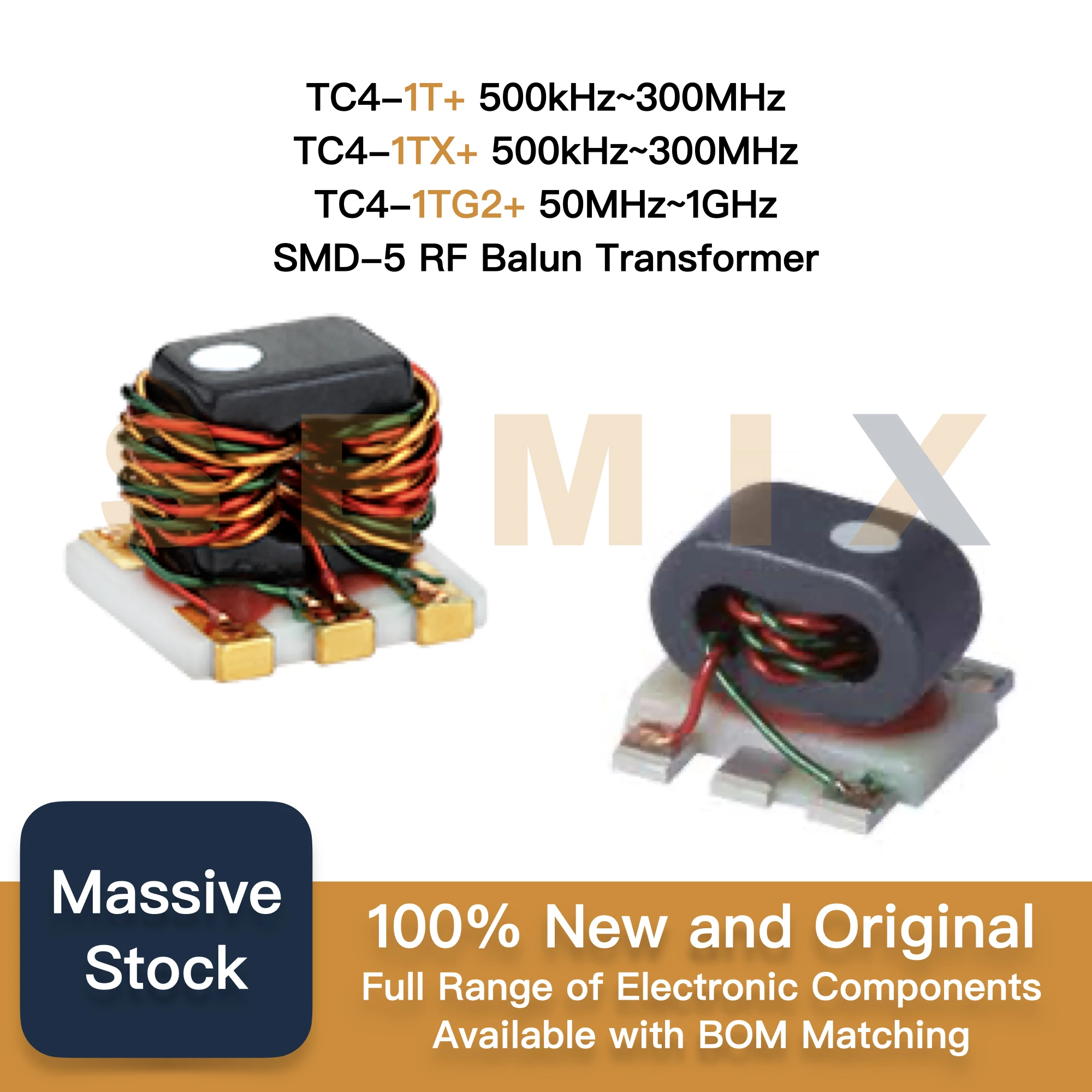 TC4-1T+ TC4-1TX+ TC4-1TG2+ 500 кГц ~ 300 МГц 50 МГц ~ 1 ГГц 1:4 Core&WIRE SMD-5 RF балун ...
