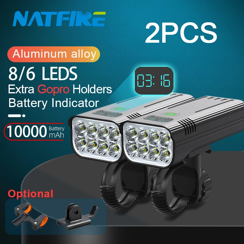 NATFIRE 8-6 LED Велосипедные фонари 10000 мАч | AliExpress