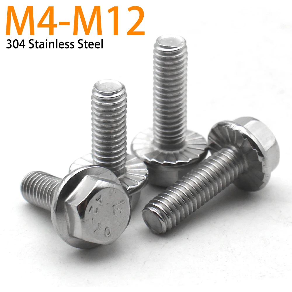 2-30 шт. M4 M5 M6 M8 M10 M12 A2-70 304 Болт с фланцевой головкой из нержавеющей стали с ...