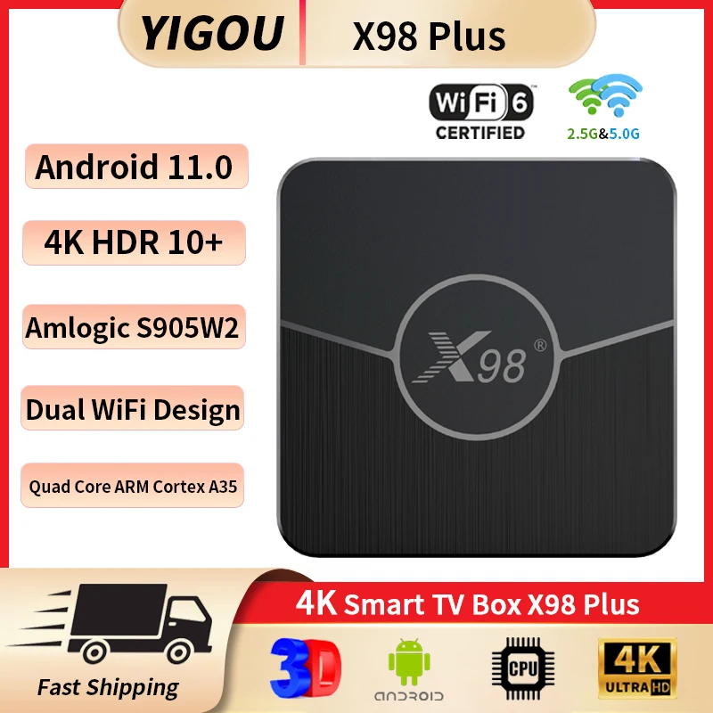 Smart TV Box X98Plus Android 11.0 4G 16G 32G Amlogic S905W2 TV Box 2,4G ...