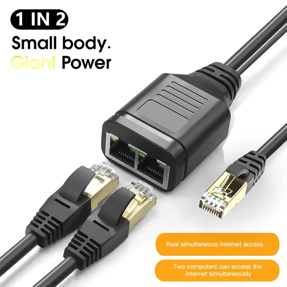 RJ45 Network Splitter Adapter RJ45 Male 1 To 2 With Usb Power Cable LAN ...