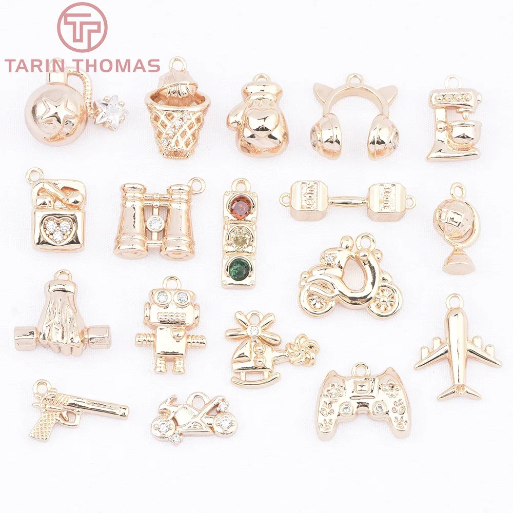 (9408) 24K Gold Color Brass with Zircon Basketball Hoop Earphone Robot ...