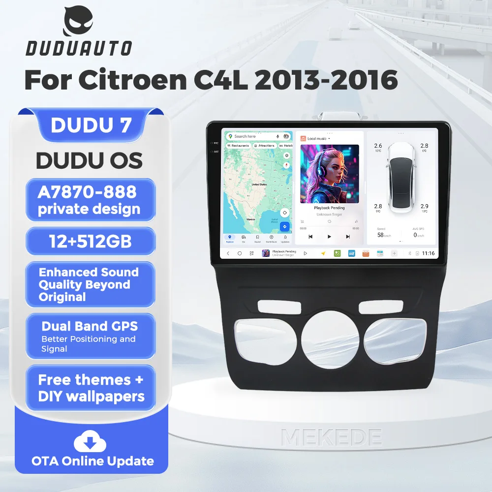 DUDUAUTO Автомагнитола для Citroën C4 C4L DS4 2013-2016, мультимедийный видеоплеер, навигация ...