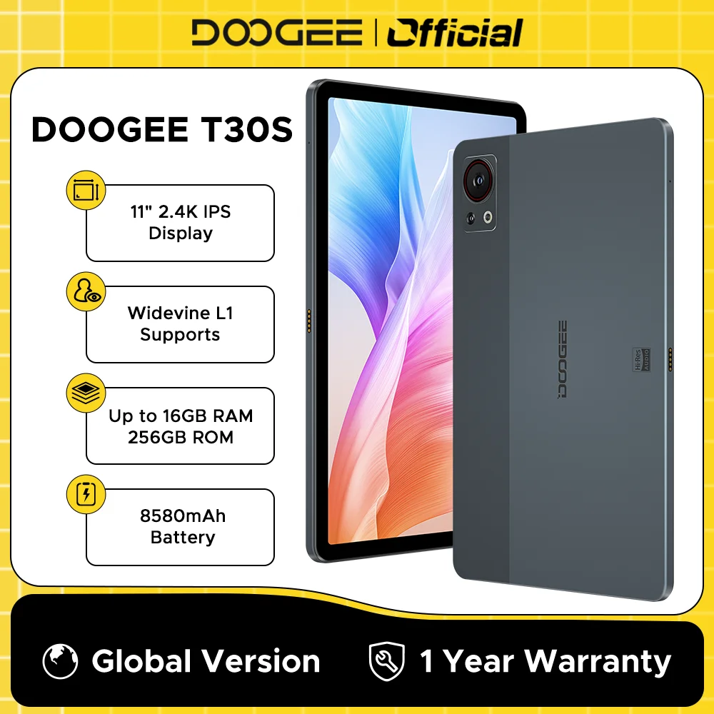 Планшет Doogee T30s, 11", 6/256ГБ, Wi-Fi+4G, Android | AliExpress