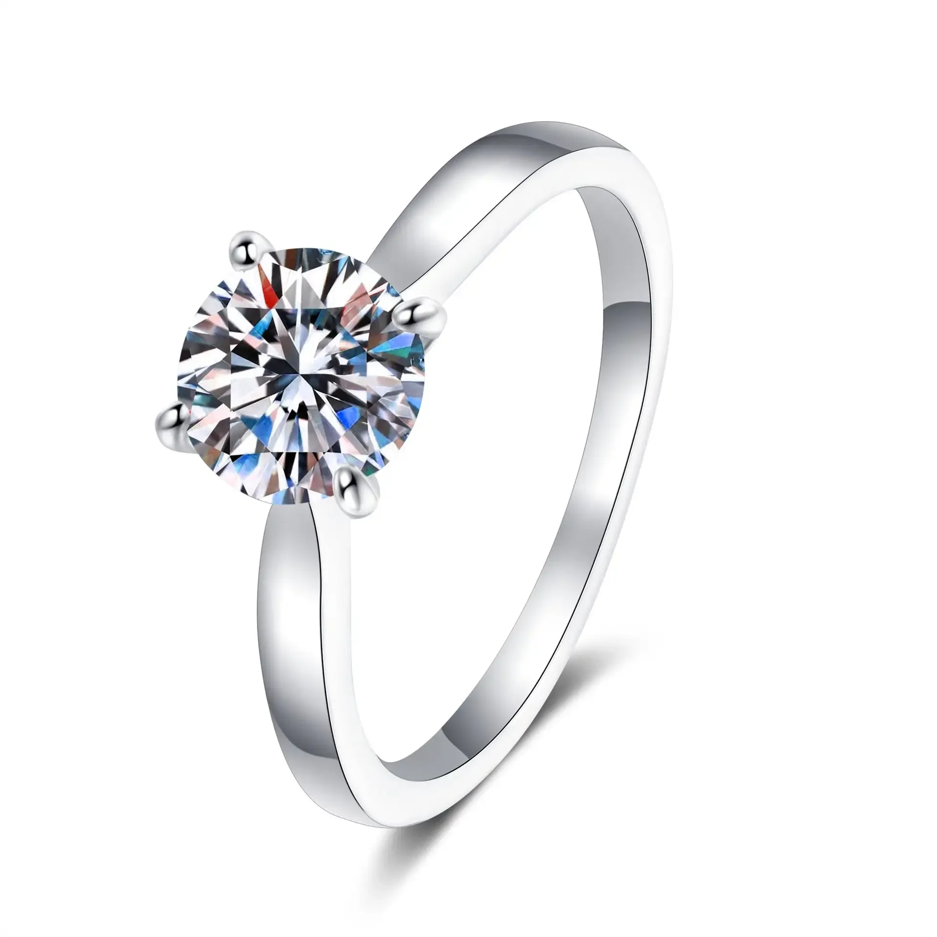 Классическое кольцо hesy B4507 с муассанитом 0,5-2ct и платиновым ...