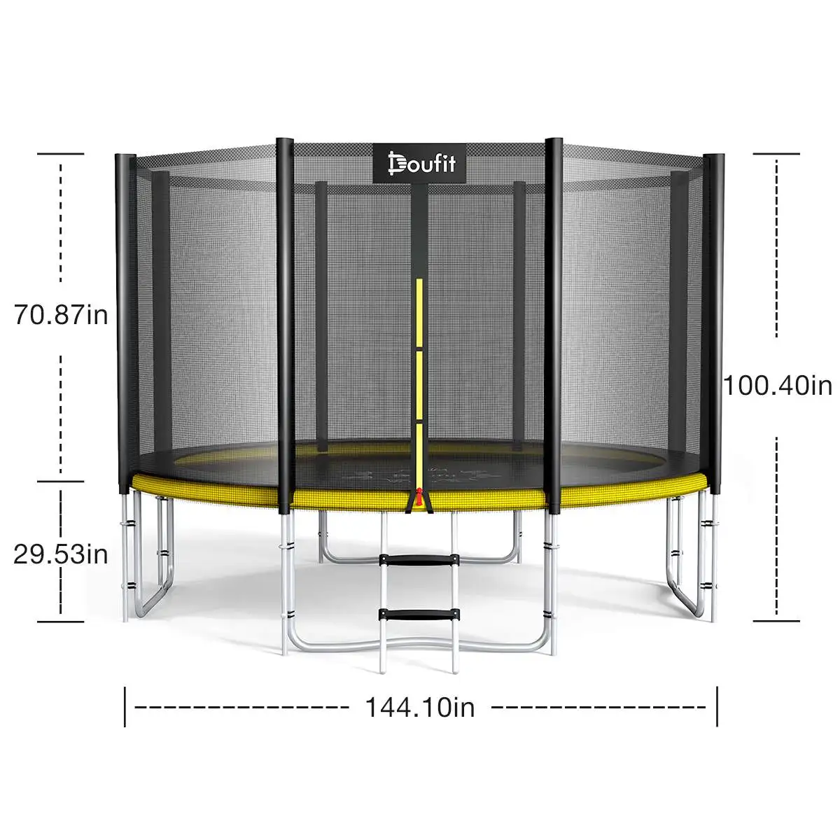 Doufit 12FT Trampoline Kids 450Lbs Enclosure Net Ladders ASTM Approved ...