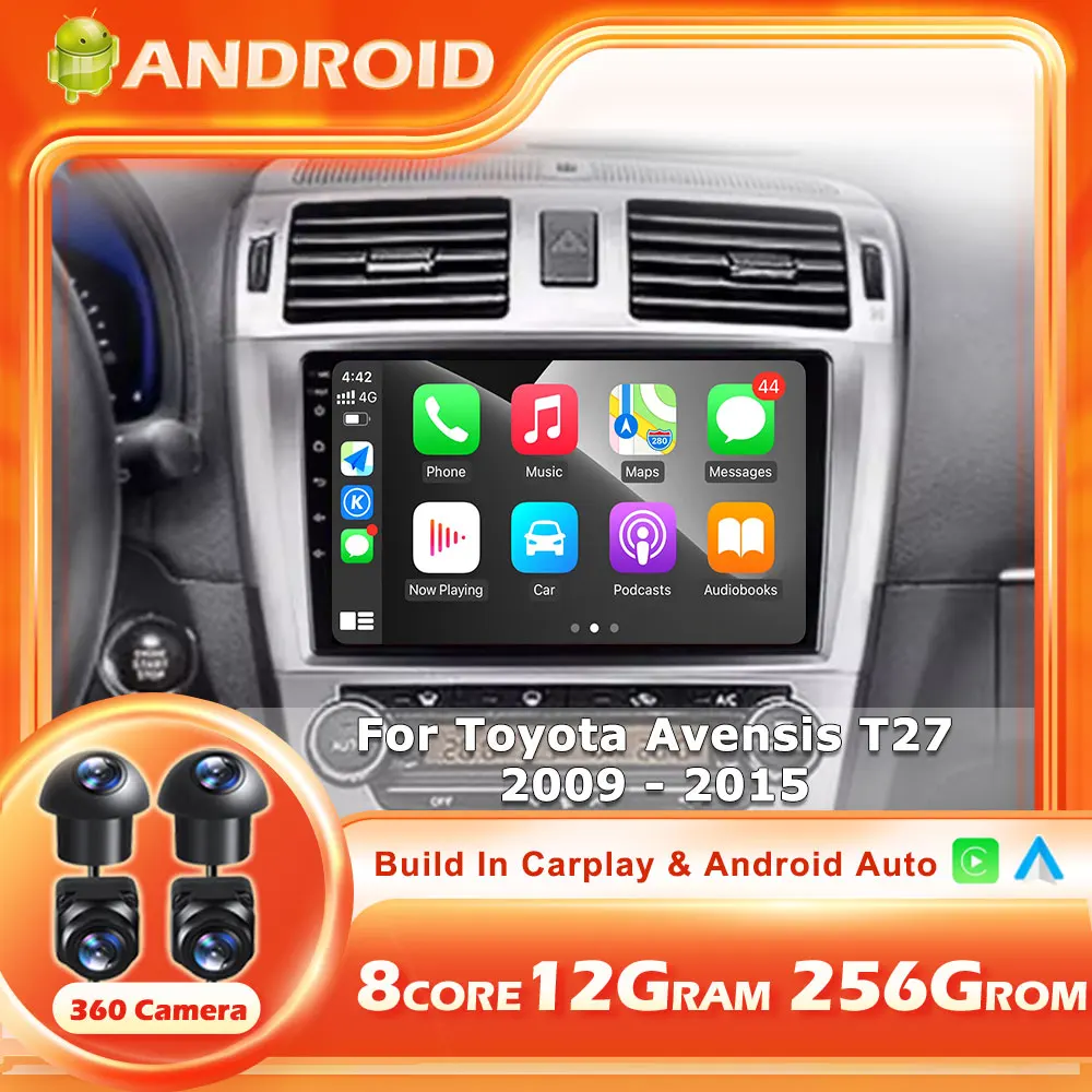 Android 14 для Toyota Avensis T27 2009-2015 Carplay Авто Авто Радио Навигация GPS Мультимедийный ...