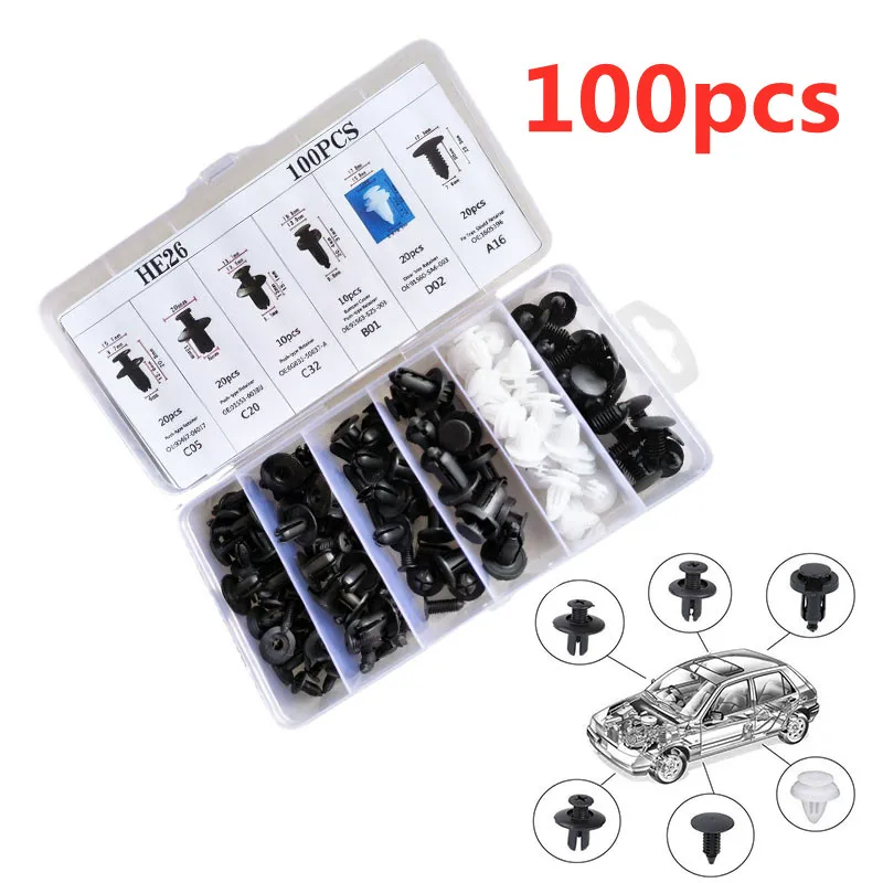 100pcs Auto Fastener Clip Car Fender Push Retainer Pin Rivet Bumper for ...