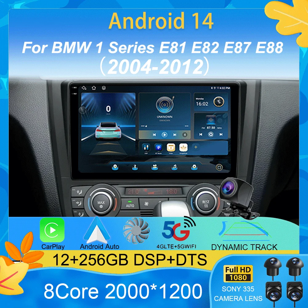 Автомобильный радиоприемник Android 14 для BMW 1 серии E81 E82 E87 E88 2004-2012 Мультимедийный ...