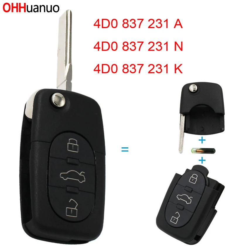 3 кнопки 433,92 МГц/433 МГц/434 МГц дистанционный брелок 4D0 837 231 A ...