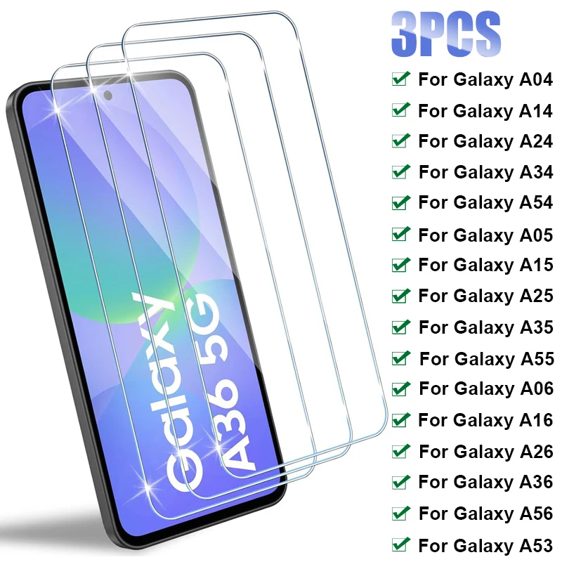 3 шт. закаленное стекло для Samsung Galaxy A16 A36 A56 A06S A26 Защитная пленка для экрана ...