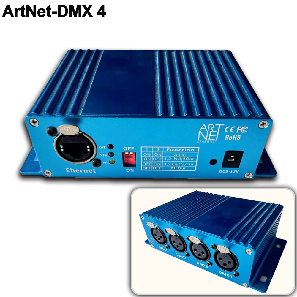 ArtNet-DMX 4 четырехсторонний ArtNet DMX двунаправленный преобразователь 4 гнезда 3PIN XLR ...