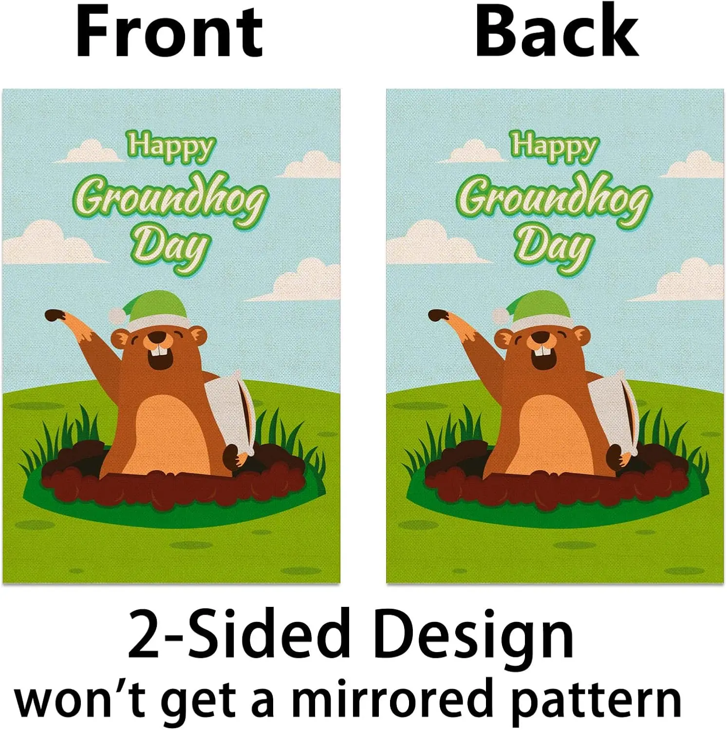 Happy Groundhog Day Garden Flag Spring Welcome Sign Decoration Seasonal ...