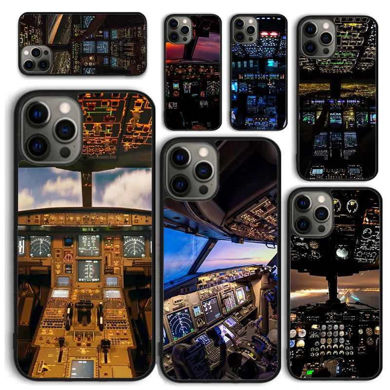 Aircraft Airplane Cockpit Phone Case for iPhone 16 15 14 12 13 mini ...