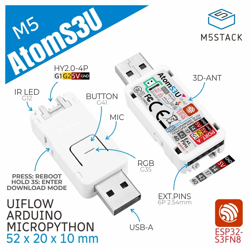 M5Stack AtomS3U ESP32S3 комплект для разработки | AliExpress